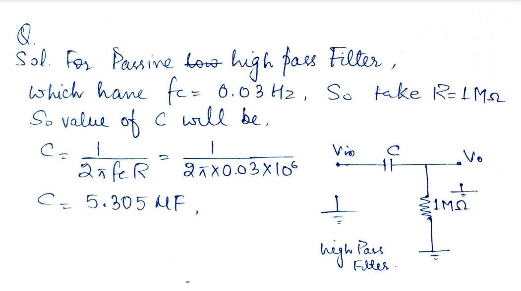 Solved Design a passive RC high pass filter with a cutoff | Chegg.com