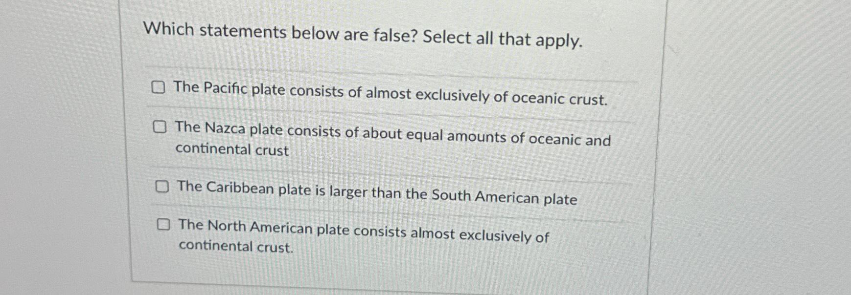 Solved Which statements below are false? Select all that | Chegg.com
