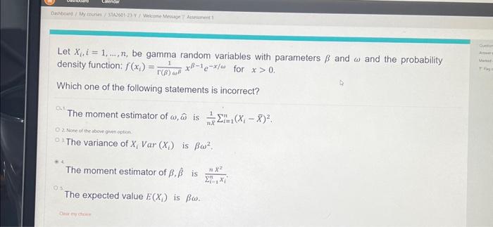 Solved Let Xi,i=1,…,n, be gamma random variables with | Chegg.com