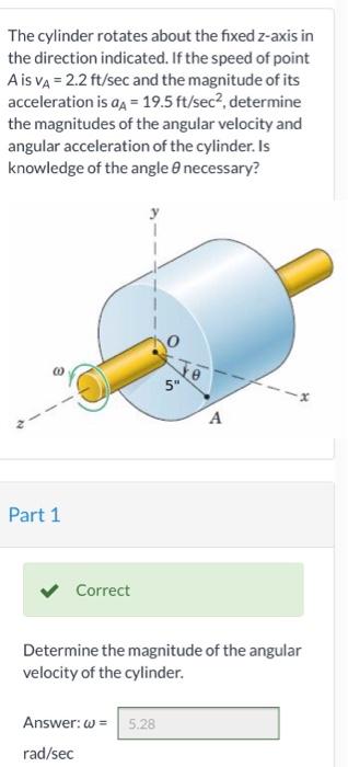 Solved The cylinder rotates about the fixed z-axis in the | Chegg.com