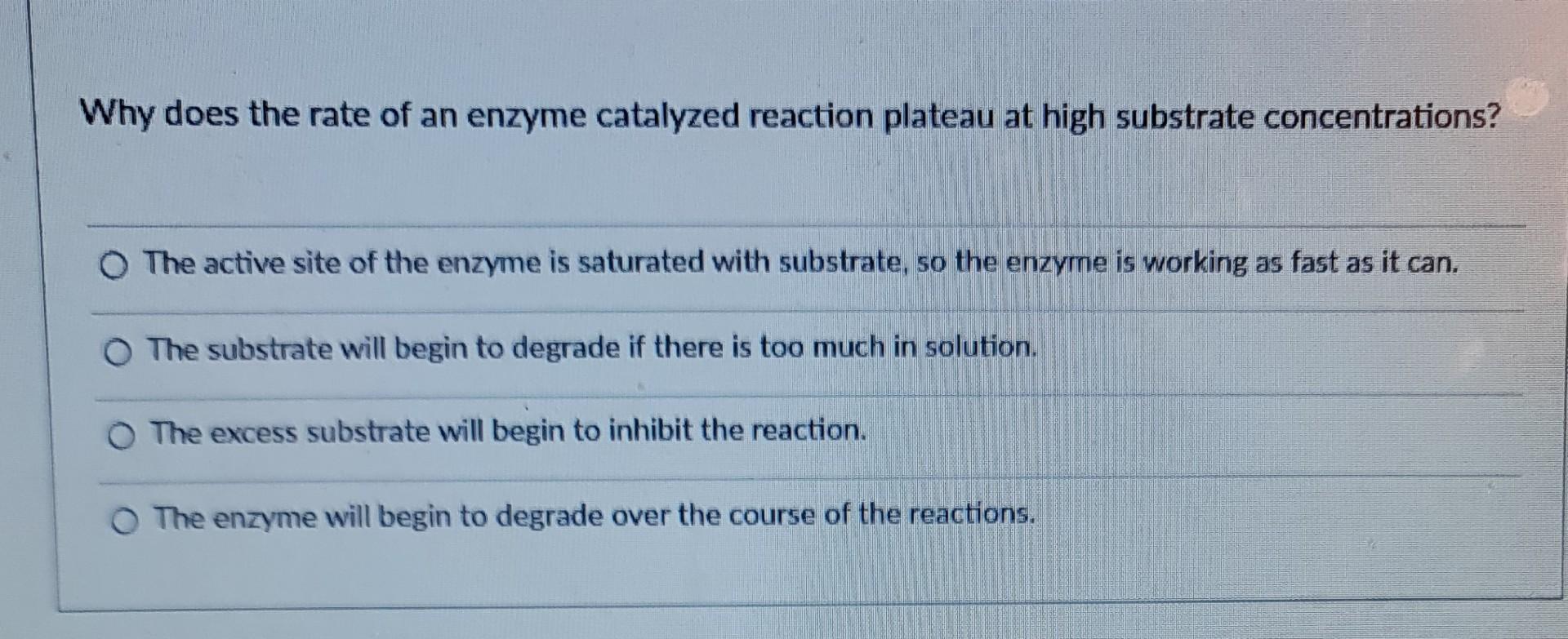 Solved Why does the rate of an enzyme catalyzed reaction | Chegg.com