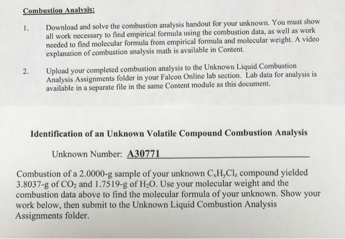 Solved Combustion Analysis: 1. Download and solve the | Chegg.com