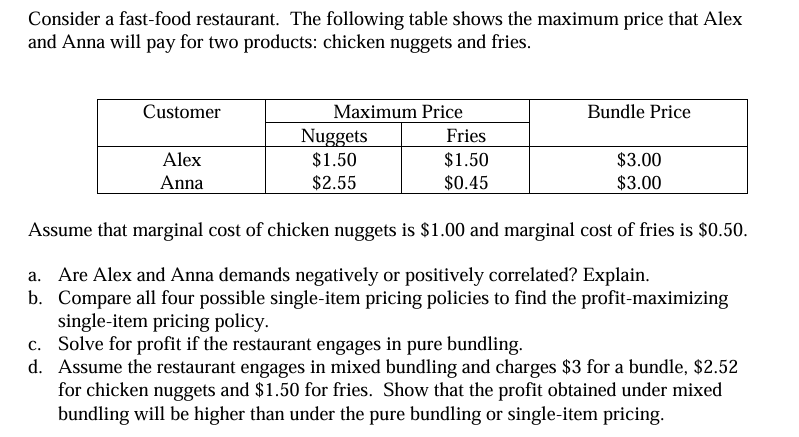 Solved Consider a fast-food restaurant. The following table | Chegg.com