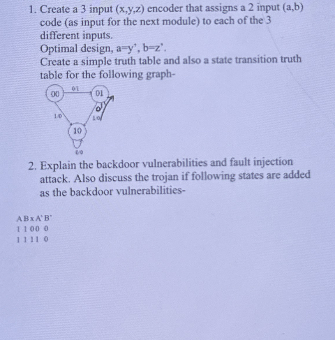 Create a 3 ﻿input (x,y,z) ﻿encoder that assigns a 2 | Chegg.com