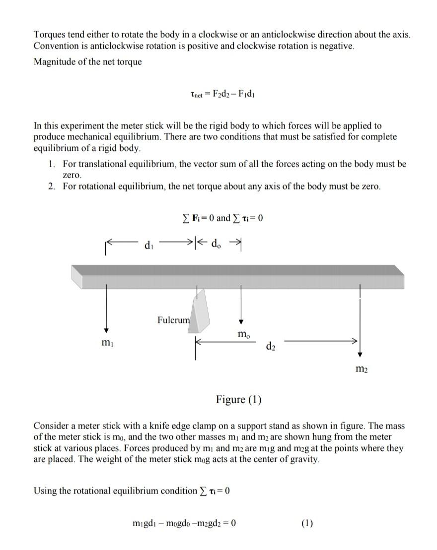 Solved Lab 13: Torque and Rotational Equilibrium Objectives | Chegg.com