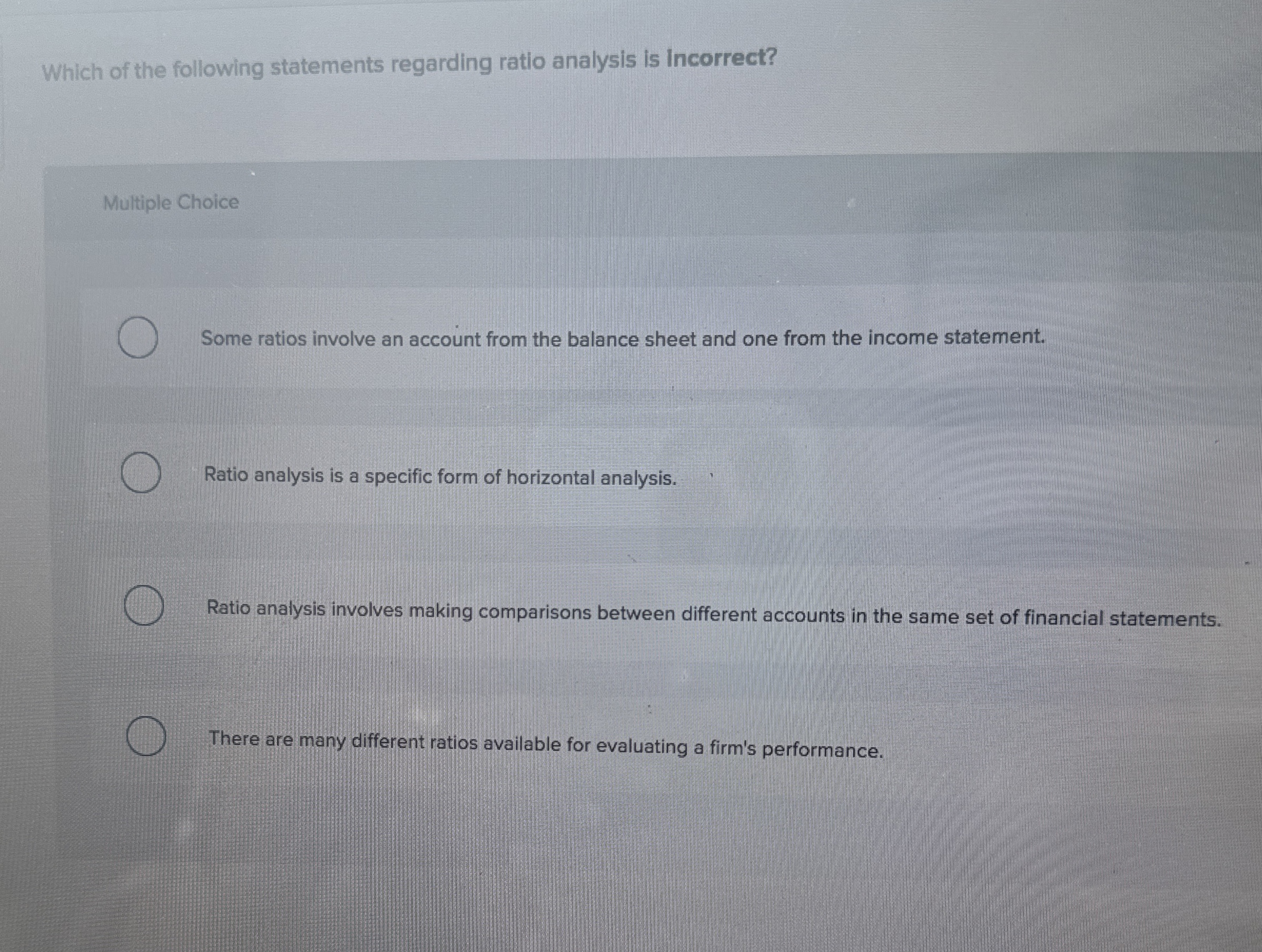 Solved Which of the following statements regarding ratio | Chegg.com