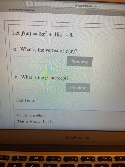 Solved xyzhomework.com xyzHomework Assessment Che Let f(x) = | Chegg.com