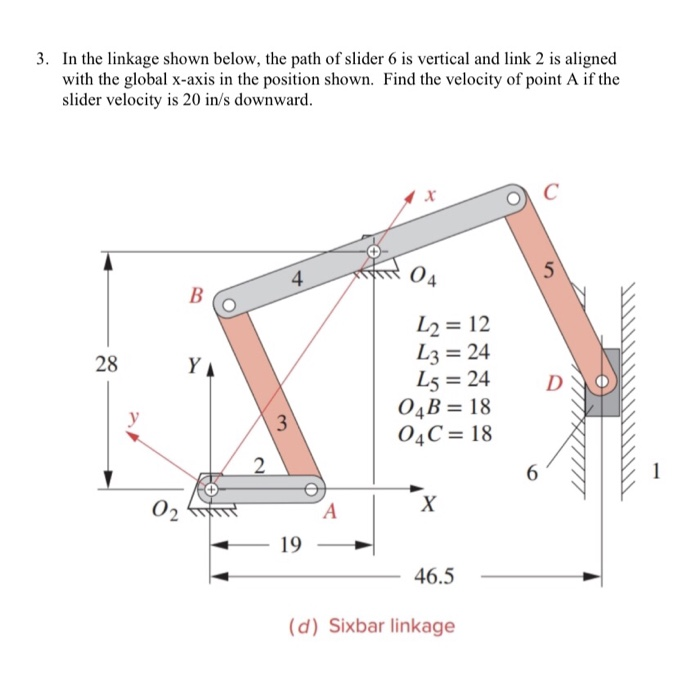 Solved 3. In the linkage shown below, the path of slider 6 | Chegg.com