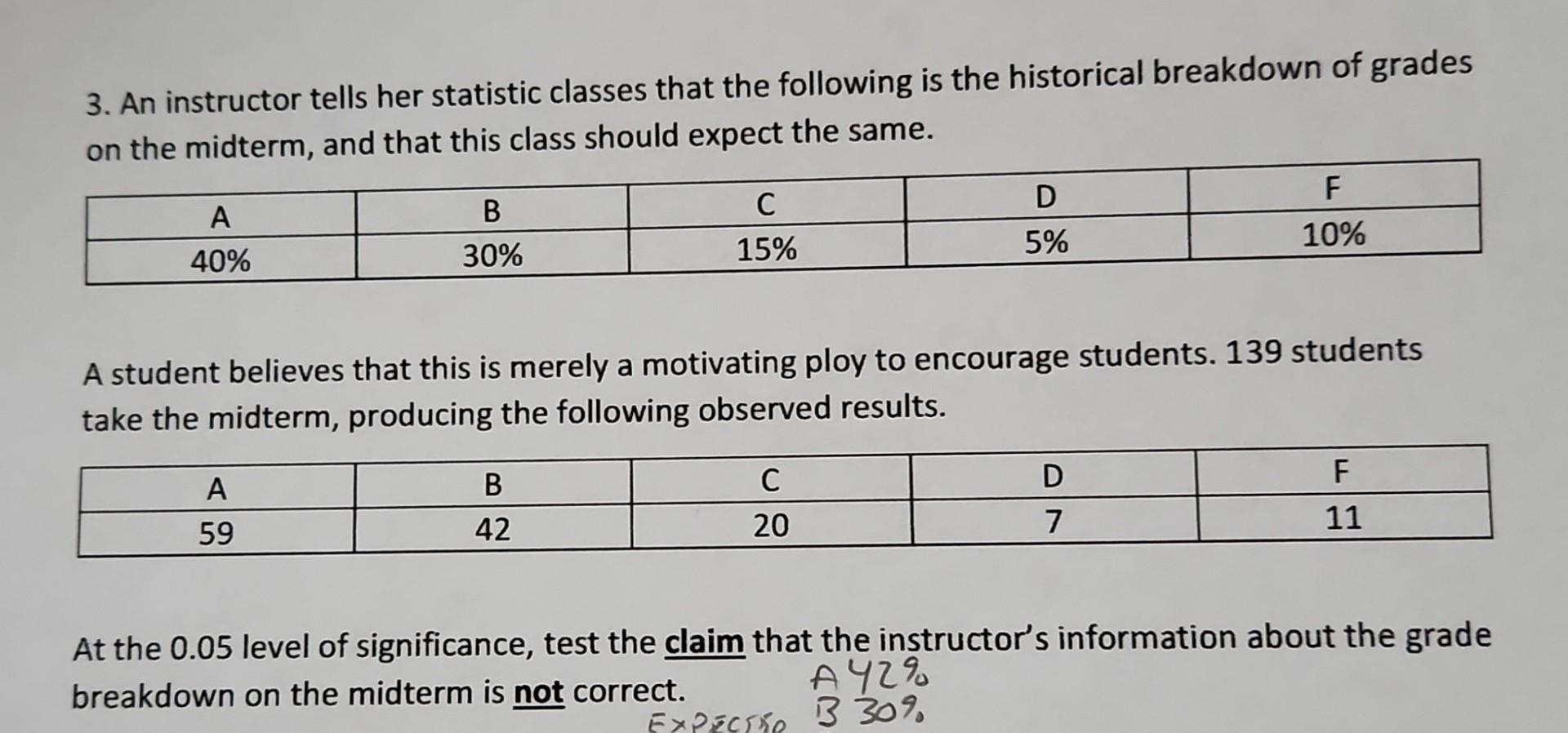 Solved 3. An instructor tells her statistic classes that the | Chegg.com