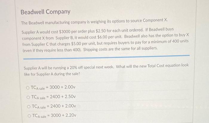 Solved Beadwell Company The Beadwell manufacturing company | Chegg.com