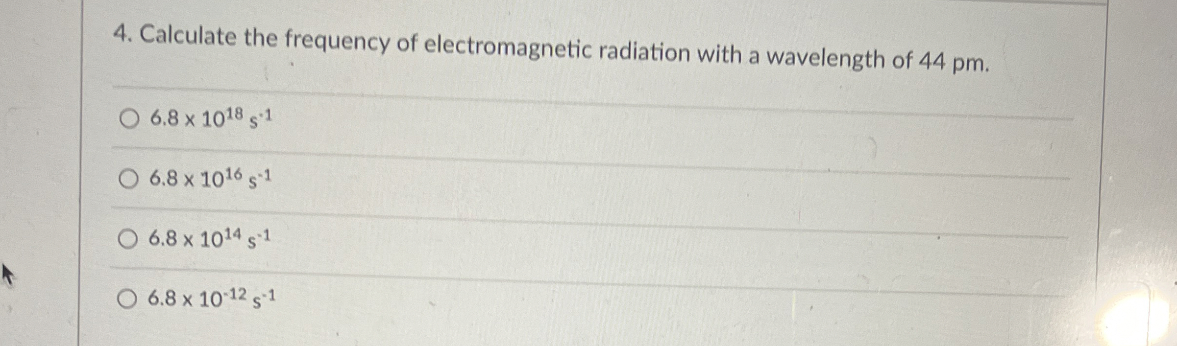 Solved Calculate the frequency of electromagnetic radiation | Chegg.com