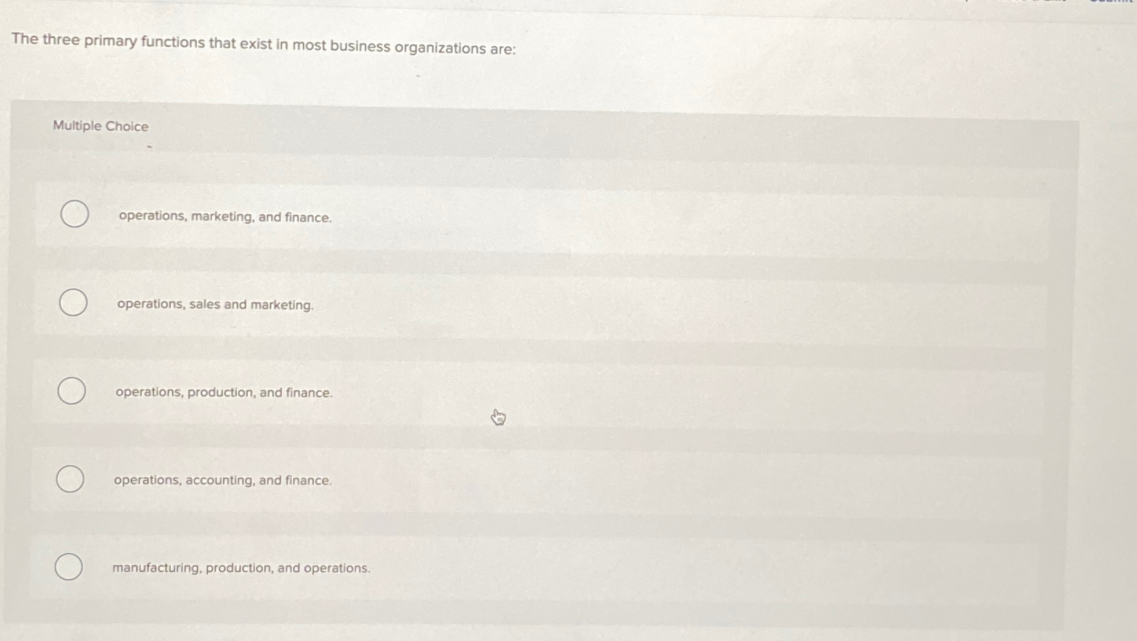Solved The three primary functions that exist in most | Chegg.com