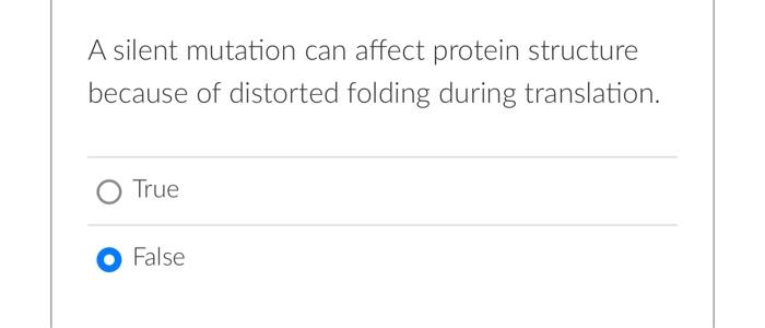 Solved A silent mutation can affect protein structure | Chegg.com
