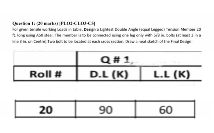 Solved Question 1: (20 marks) [PLO2-CLO3-C5) For given | Chegg.com