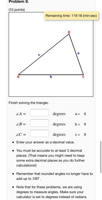 Solved Problem 9. (10 points) Remaining time: 119:18 | Chegg.com