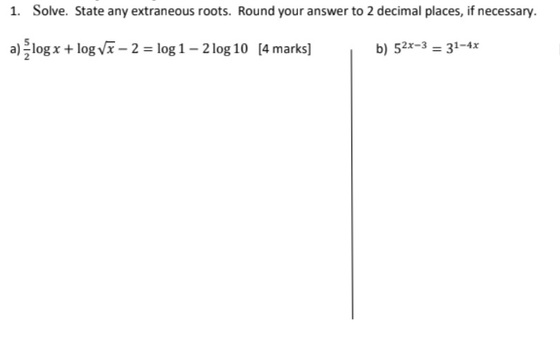 Solved Solve. State any extraneous roots. Round your answer | Chegg.com