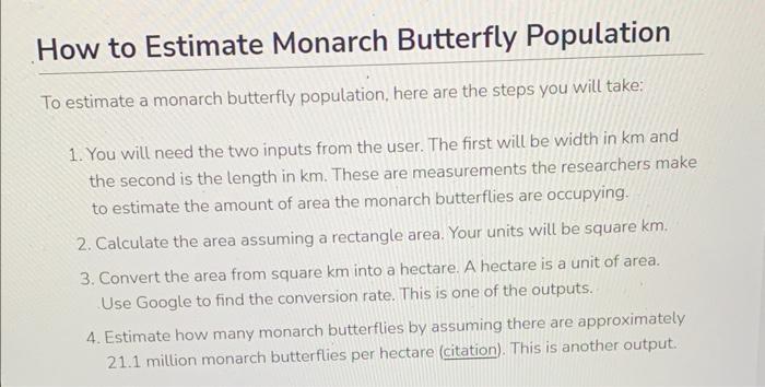 Solved Here is a sample program run: Monarch Butterfly | Chegg.com