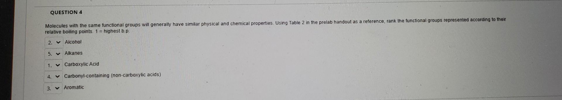 Solved relative boiling points. 1= highest b. p. Alcohol | Chegg.com