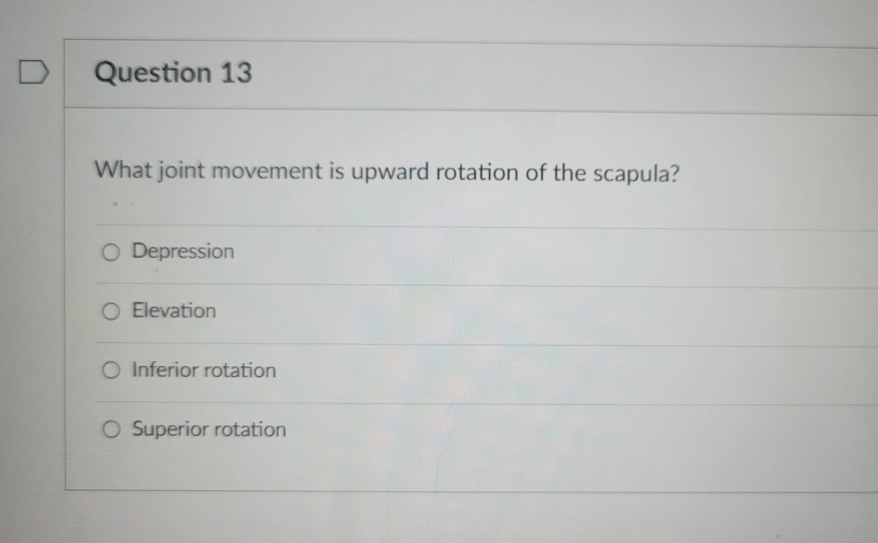 Solved Question 13What joint movement is upward rotation of | Chegg.com