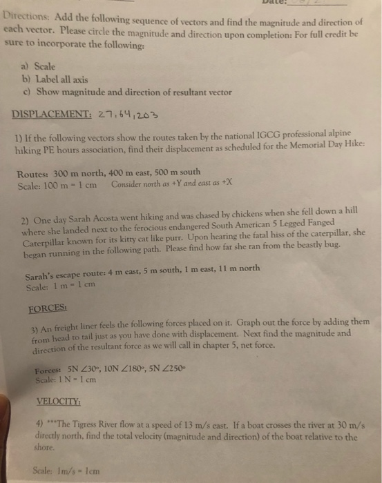 Solved Directions: Add the following sequence of vectors and | Chegg.com
