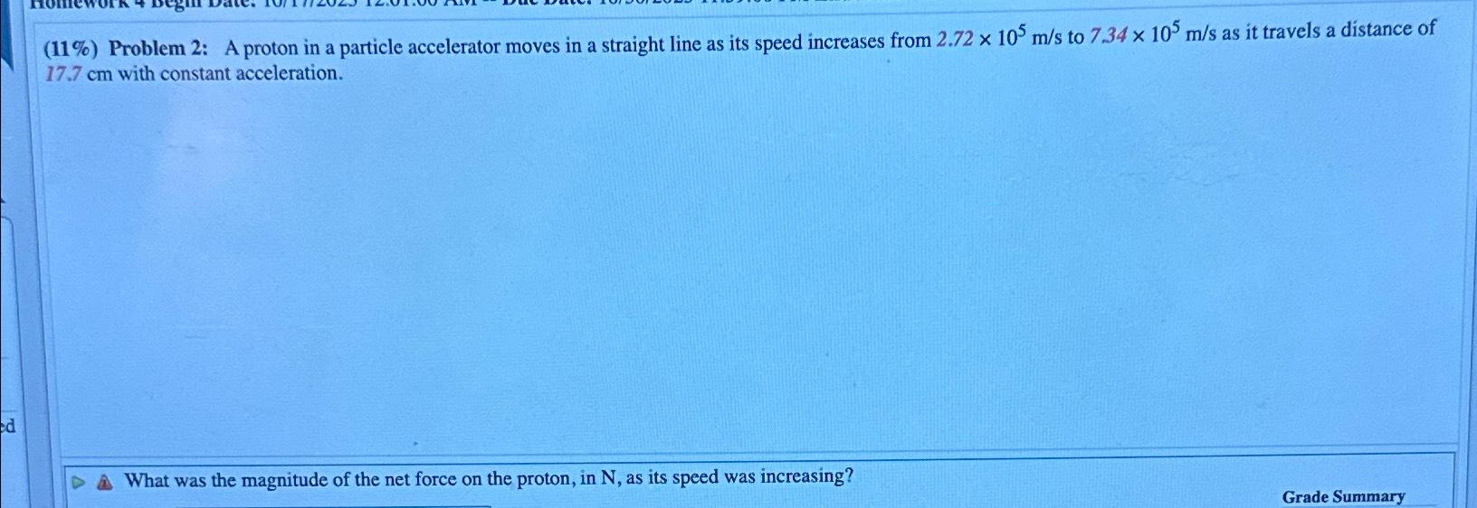 Solved A proton in a particle accelerator moves in a | Chegg.com