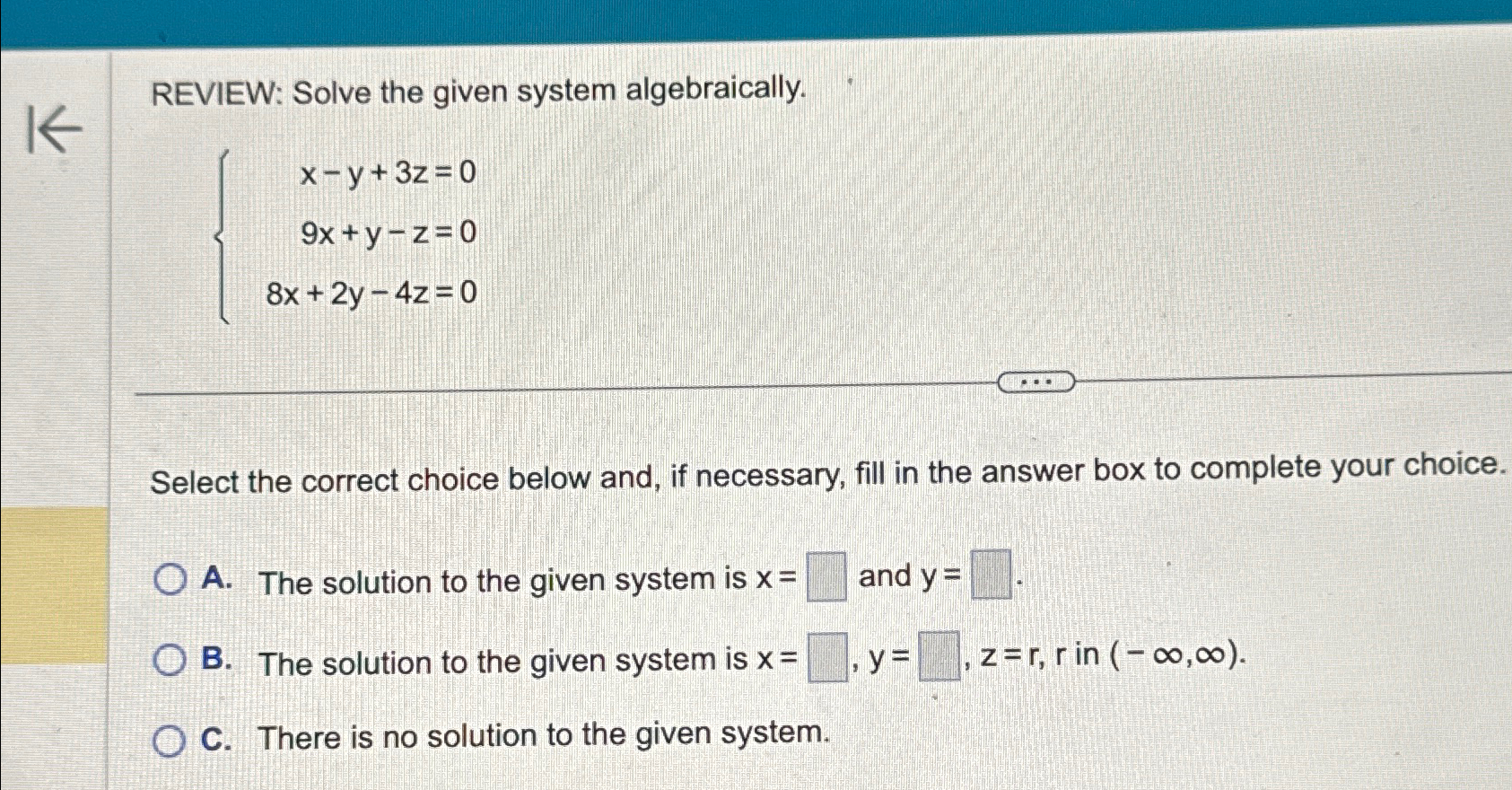 Solved REVIEW: Solve the given system | Chegg.com