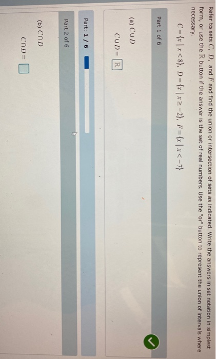 Solved Refer ta sets C, D, and F and find the union or | Chegg.com