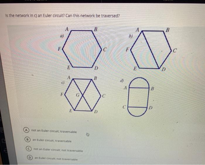 Solved Is the network in c) an Euler circuit? Can this | Chegg.com