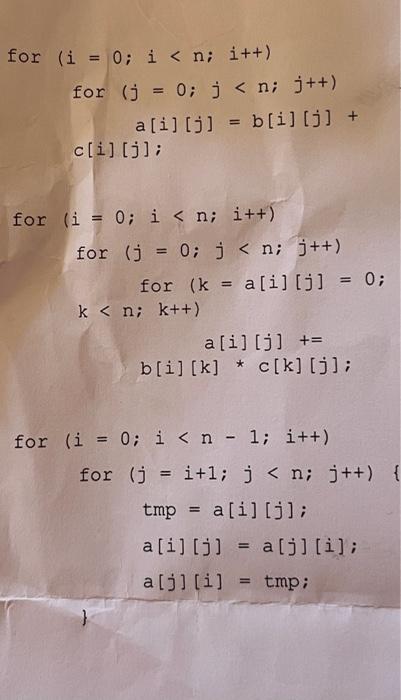 Solved determine the complixity (big O notation) for each | Chegg.com