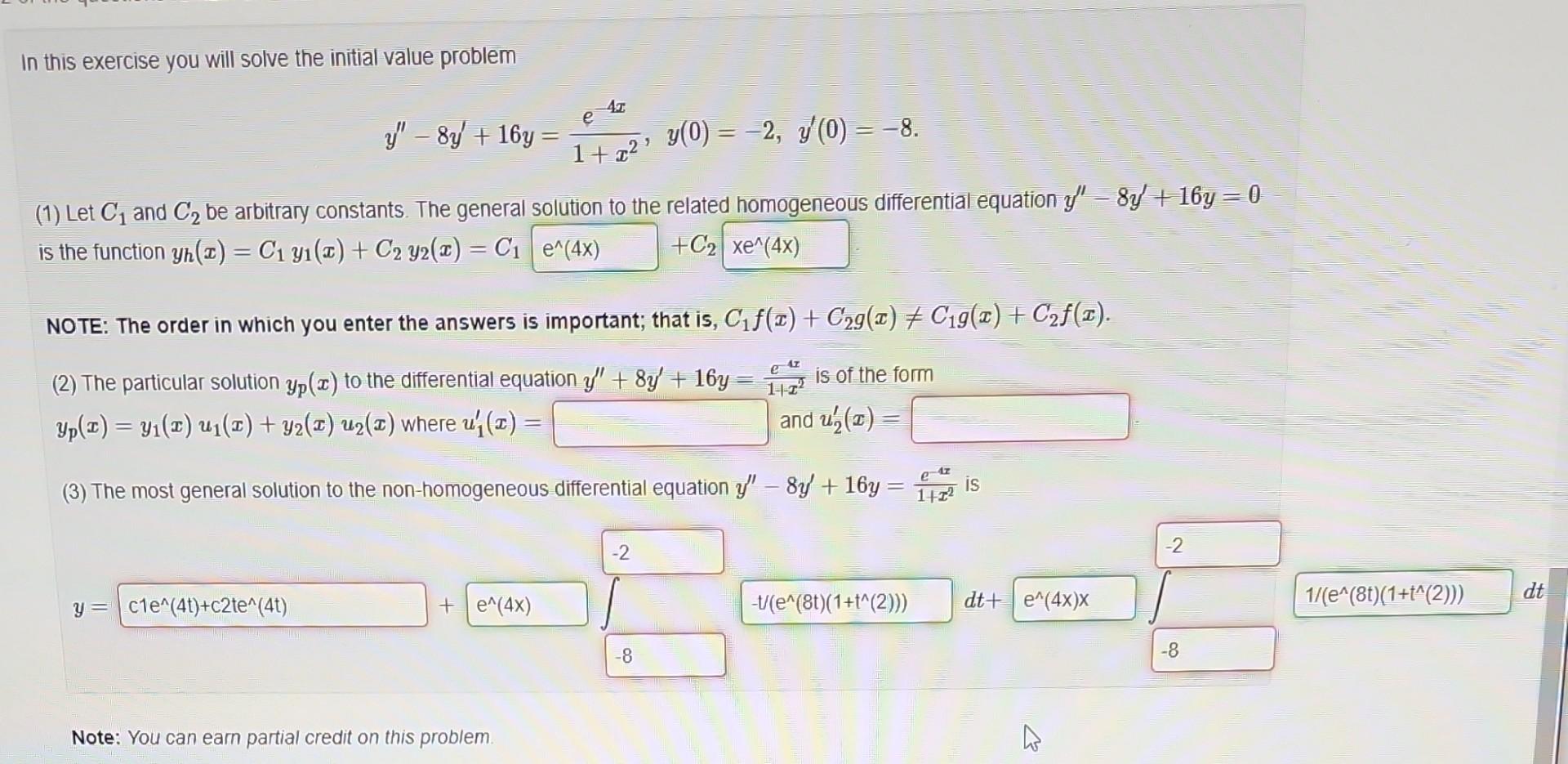 Solved In this problem you will use variation of parameters | Chegg.com