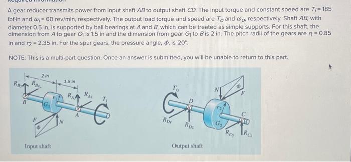 [Solved]: A gear reducer transmits power from input shaft