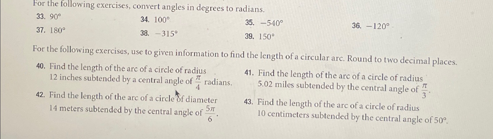 Solved For the following exercises, convert angles in | Chegg.com