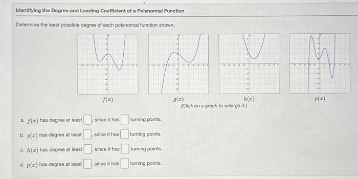 Solved Identifying the Degree and Leading Coefficient of a | Chegg.com