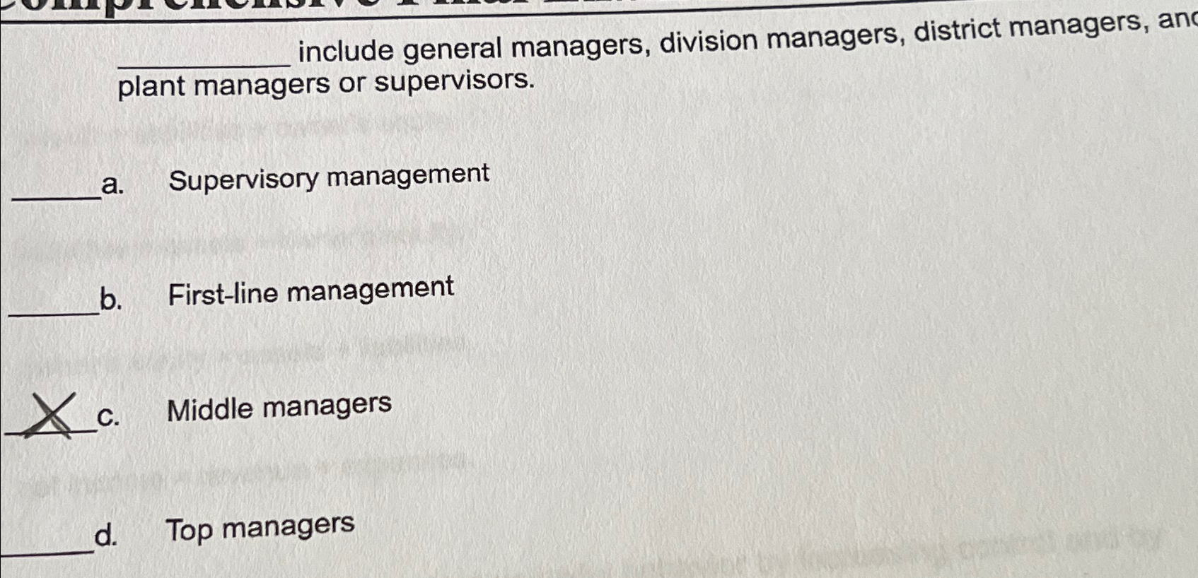 Solved include general managers, division managers, district | Chegg.com