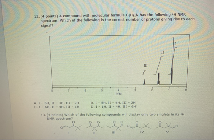 Solved 12.(4 points) A compound with molecular formula | Chegg.com