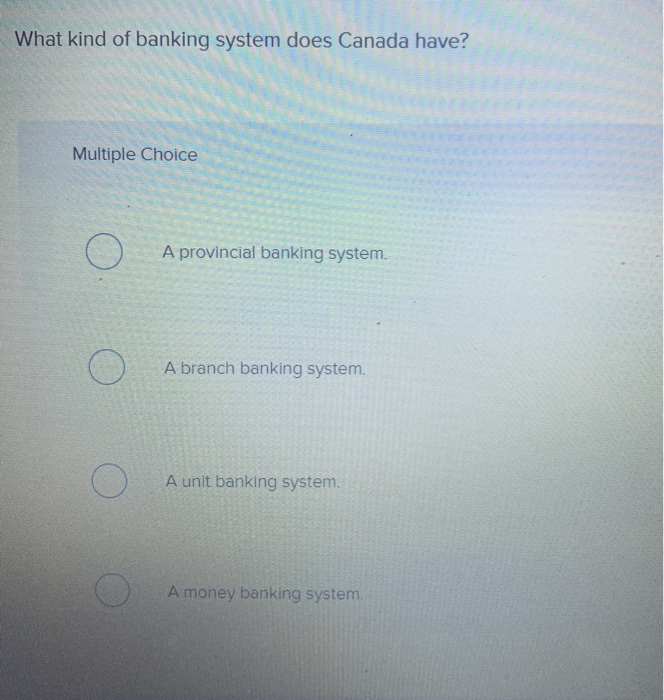Solved What kind of banking system does Canada have? | Chegg.com