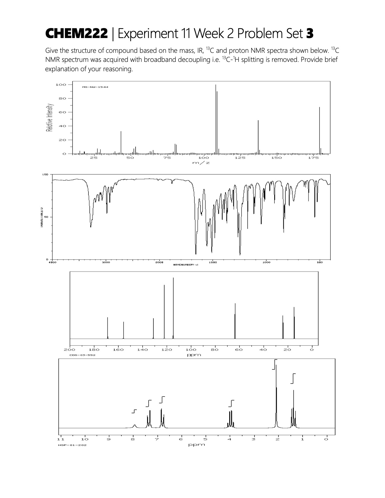 Solved CHEM222 | ﻿Experiment 11 ﻿Week 2 ﻿Problem Set 3Give | Chegg.com
