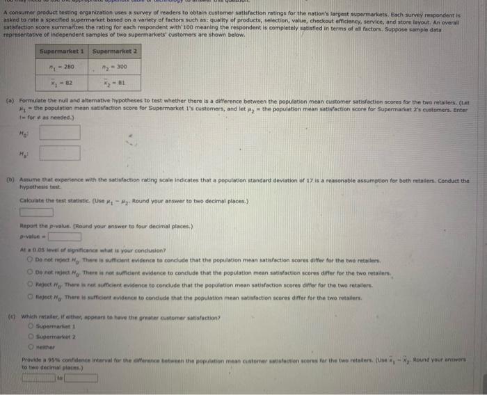 Solved A Consumer Product Testing Organization Uses A Survey