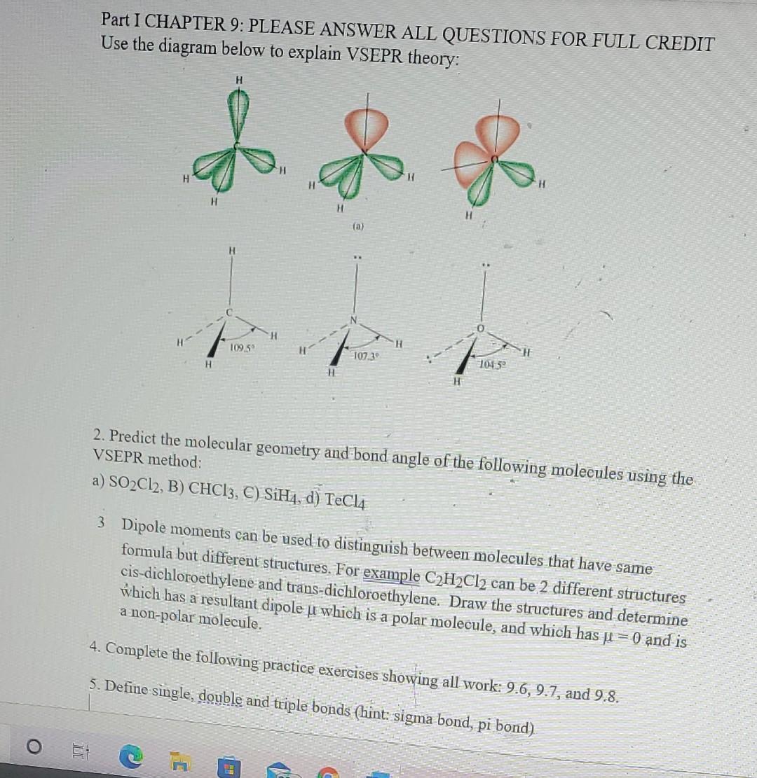 Solved Part I CHAPTER 9: PLEASE ANSWER ALL QUESTIONS FOR | Chegg.com