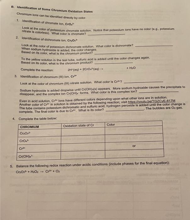 Solved Experiment 7 Spring 2021 Oxidation - Reduction: | Chegg.com