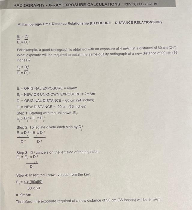 RAD4101 Radiography RT1 use of formulas -calculation | Chegg.com