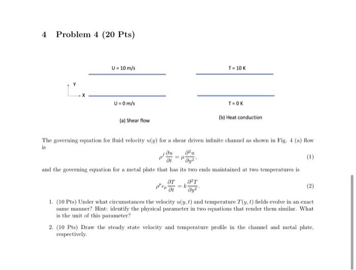 Solved 4 Problem 4(20Pts) The governing equation for fluid | Chegg.com