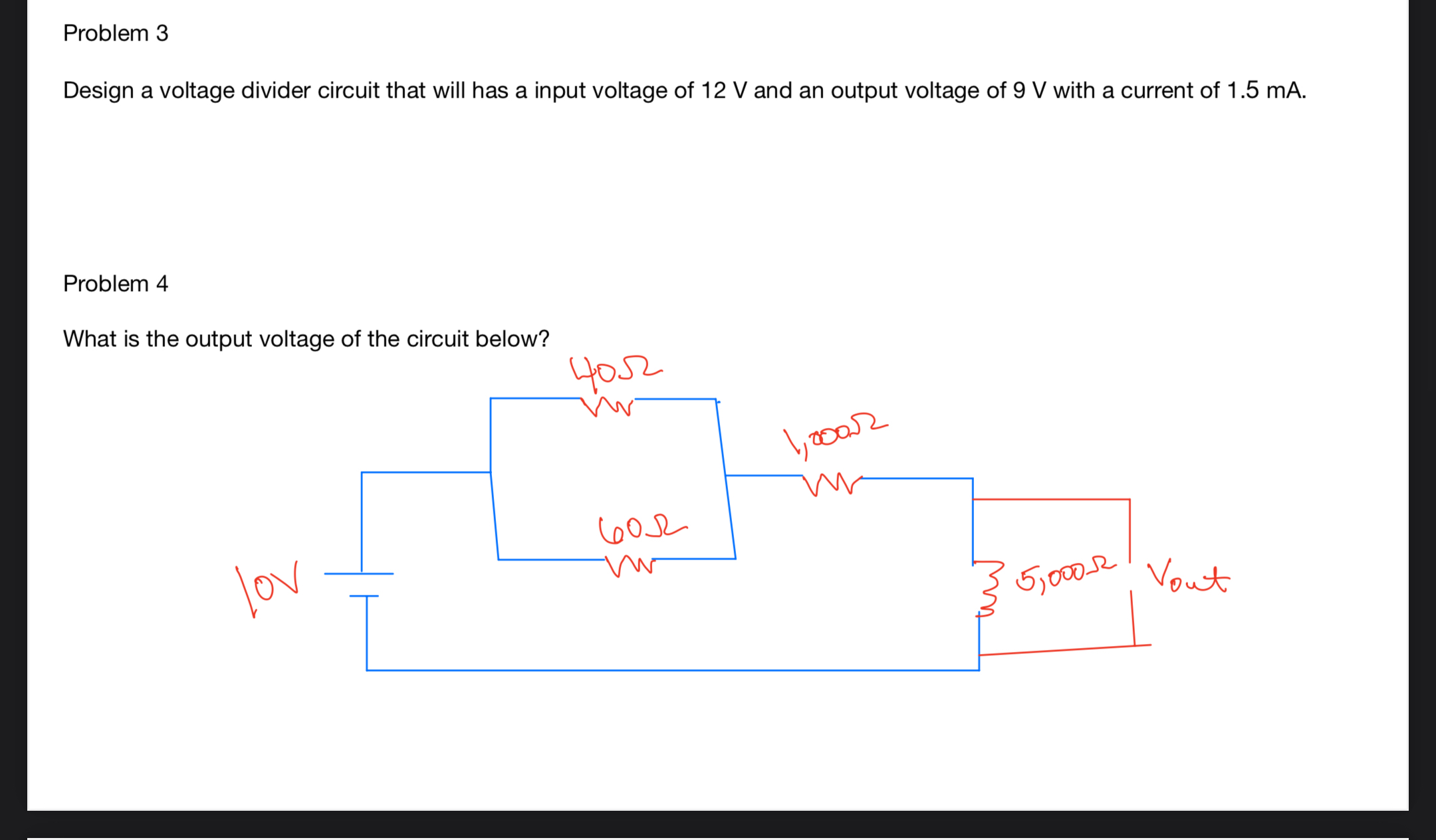 Solved Problem 3Design a voltage divider circuit that will | Chegg.com