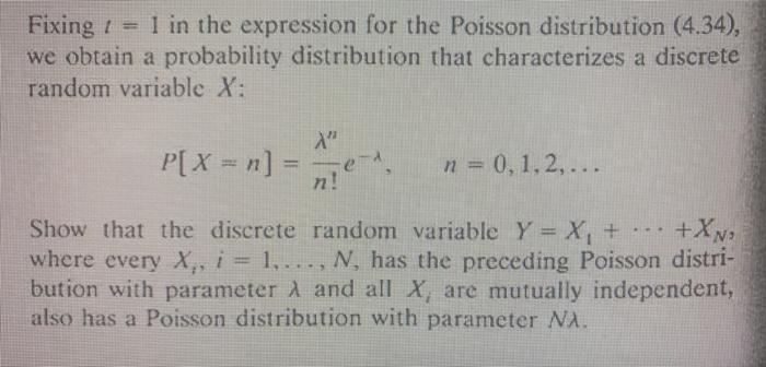 Solved Fixing 1 = 1 in the expression for the Poisson | Chegg.com
