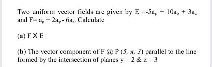 Solved Two uniform vector fields are given by | Chegg.com