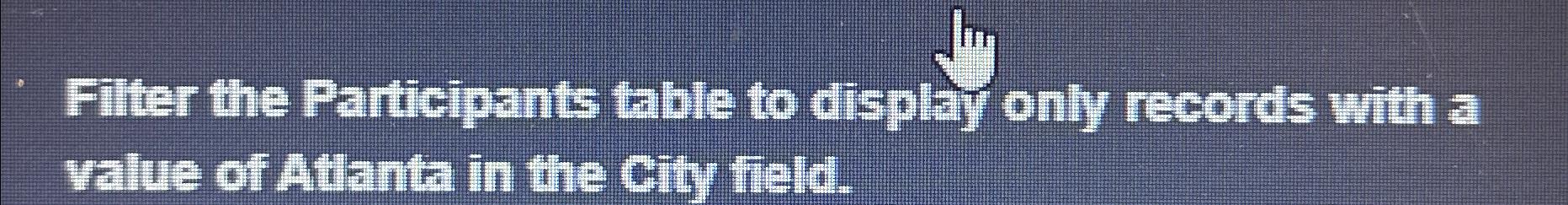 Filter the Participants table to display only records | Chegg.com