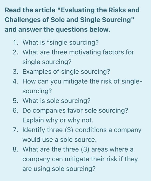 Solved Read the article "Evaluating the Risks and Challenges | Chegg.com