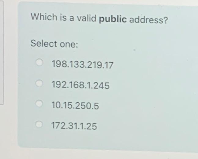Solved Which is a valid public address?Select | Chegg.com