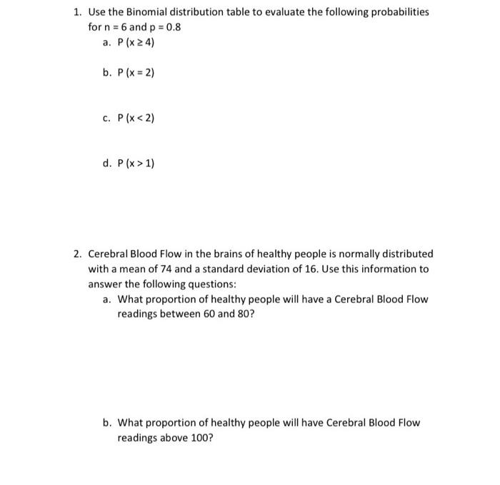 Solved 1. Use the Binomial distribution table to evaluate | Chegg.com