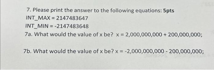 Solved 7. Please print the answer to the following | Chegg.com